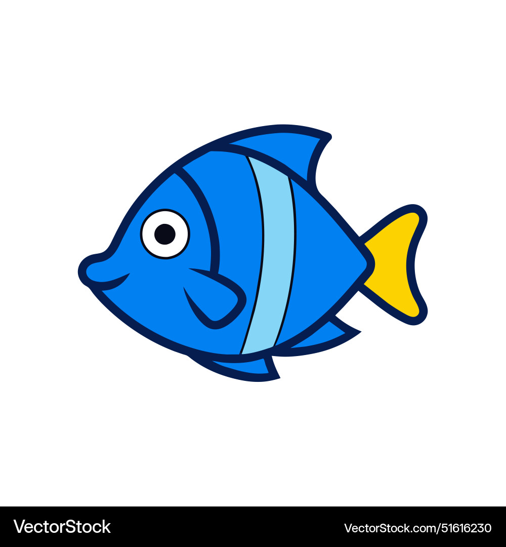 Blue angelfish fish sits icon Royalty Free Vector Image