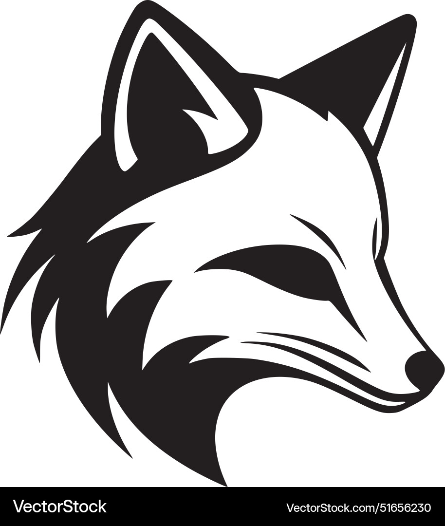 Fox - black and white Royalty Free Vector Image