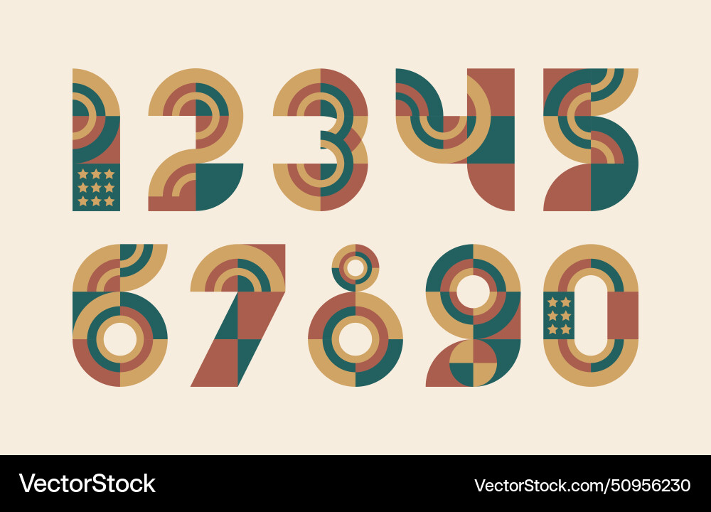 Geometric numbers with elegant flat color concept Vector Image