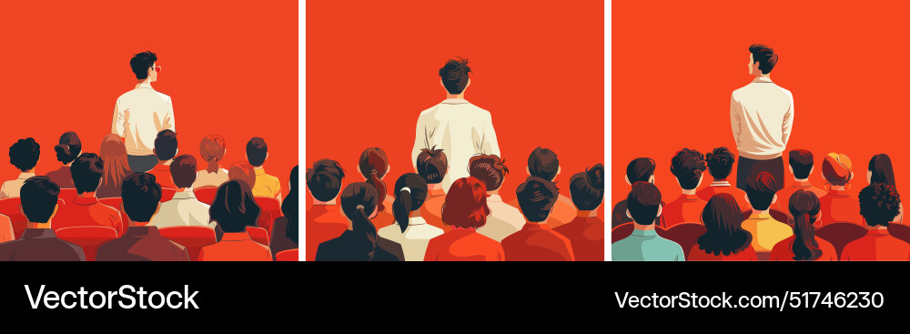Leader following cartoon concepts back Royalty Free Vector