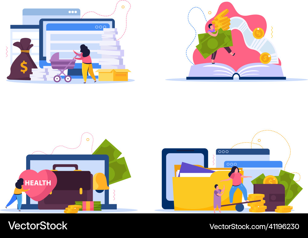 People earning money compositions Royalty Free Vector Image