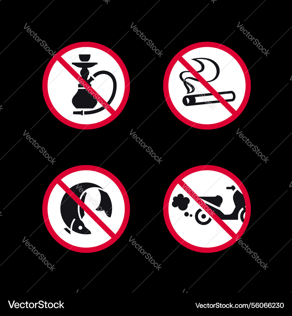 Prohibited signs forbidden round stickers set Vector Image