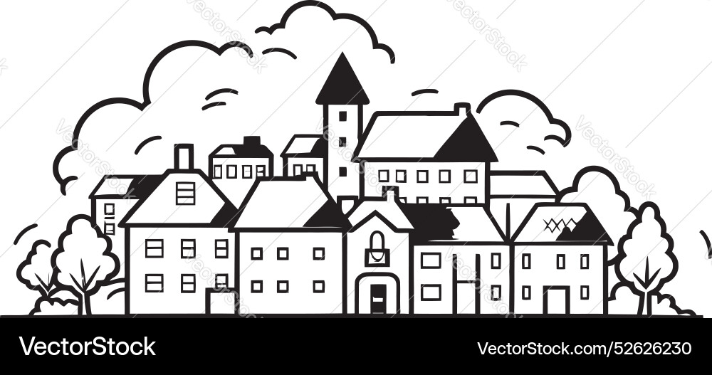Skyline schematic minimalist townscape logo urban Vector Image