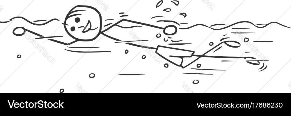 Smiling Stickman Swimming Royalty Free Vector Image