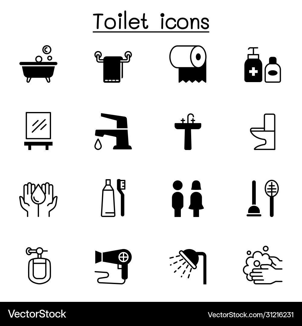 Bathroom Icon Set - Hygiene & Essentials – Royalty-Free Vector ...