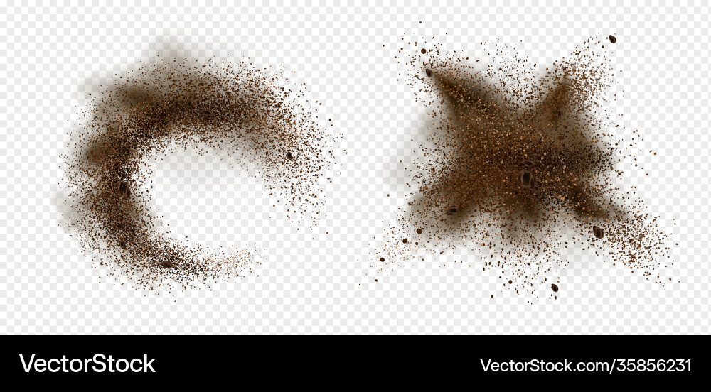 Explosion coffee bean and powder splash Royalty Free Vector