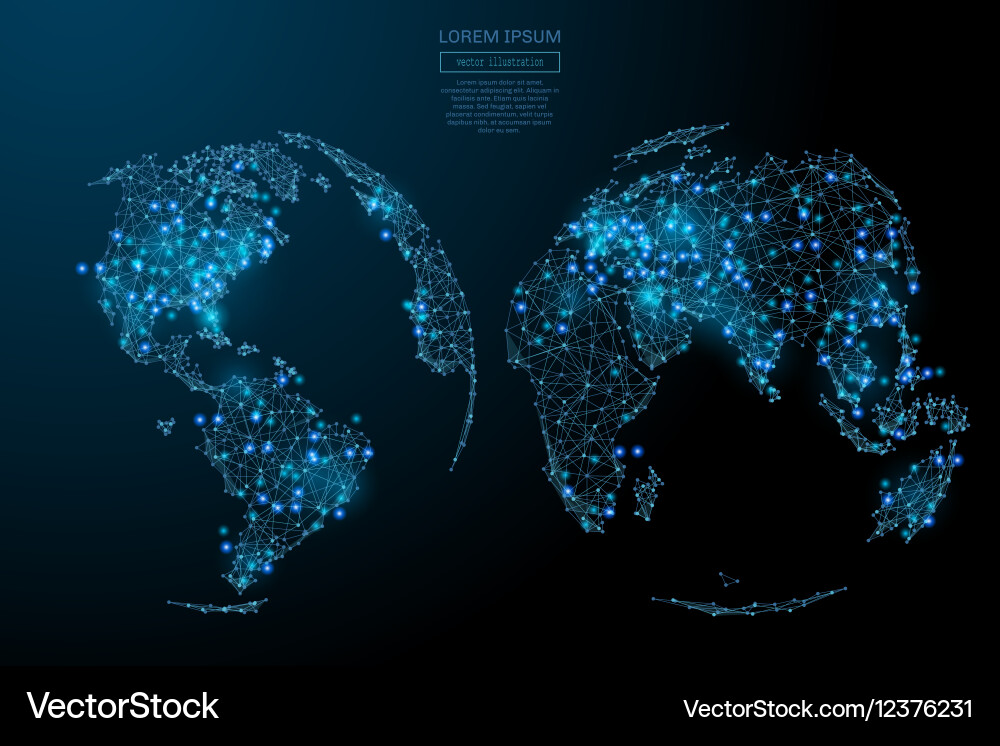 Low Poly World Map Stars Royalty Free Vector Image