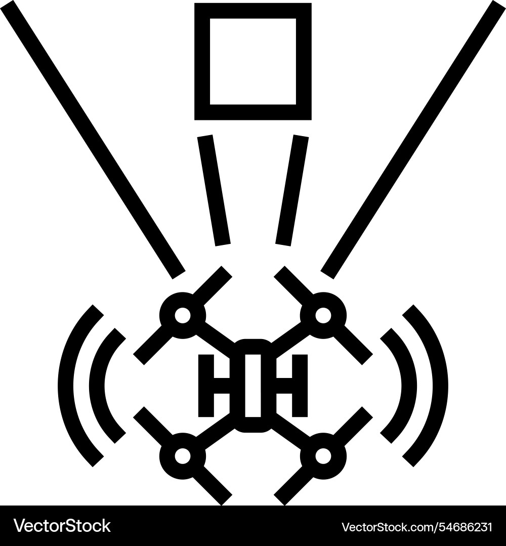 Obstacle detection aerial vehicle line icon Vector Image