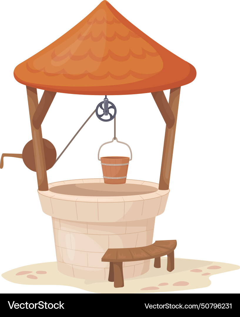 Old wishing well cartoon icon rustic construction Vector Image