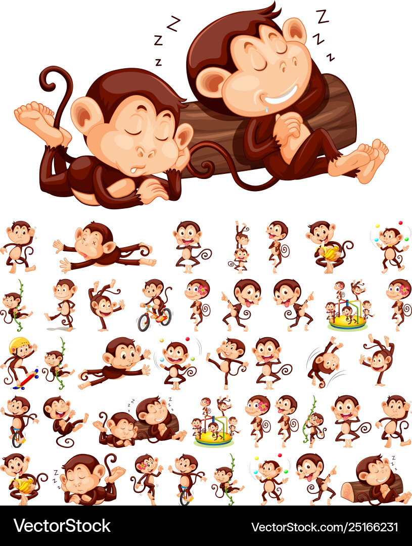 Cartoon Monkey Sleeping Vector Images (over 220)