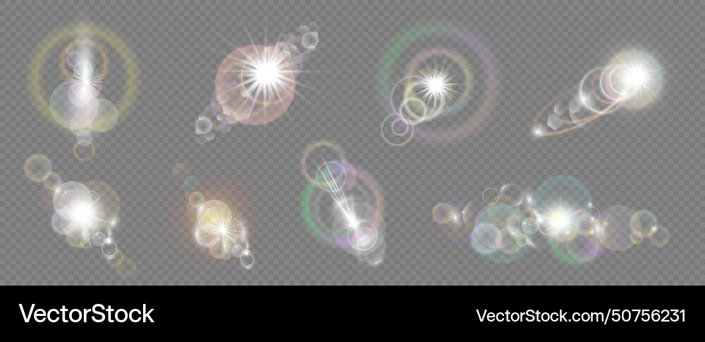 Sun flare effect with lights realistic Royalty Free Vector