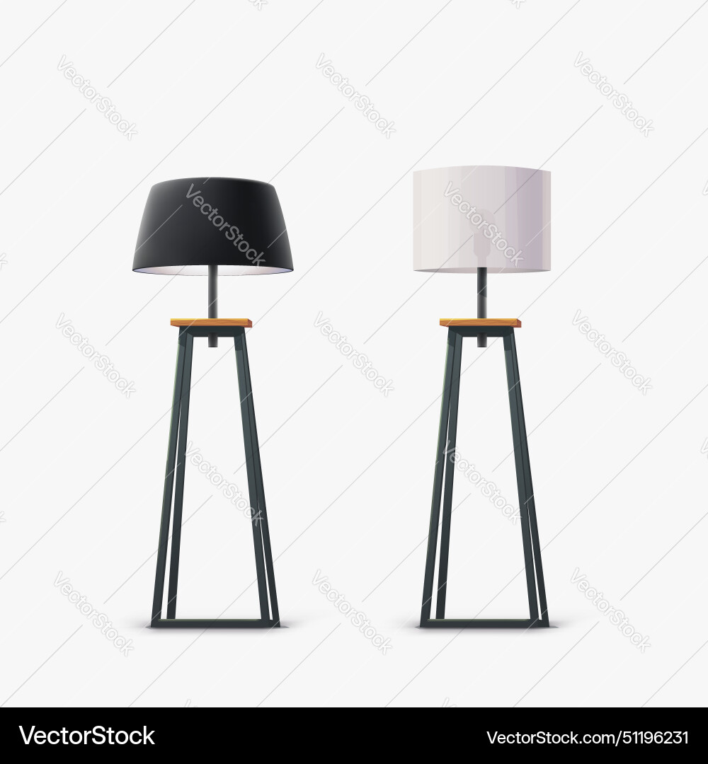 Two floor lamps modern design on white Royalty Free Vector