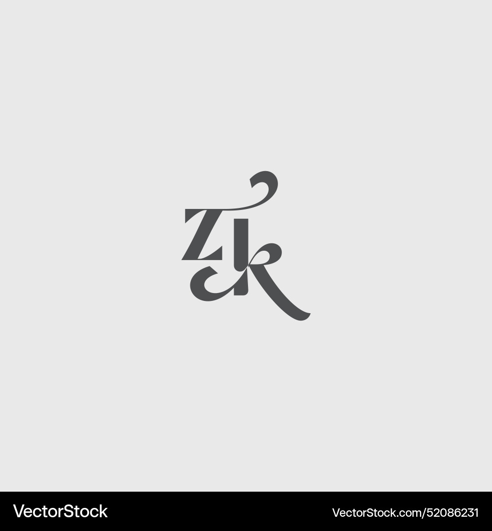 Zk letter simple and minimalism classy black Vector Image