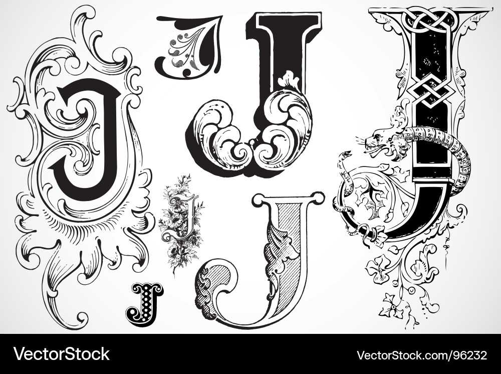 Antique Woodcut Lettering Royalty Free Vector Image