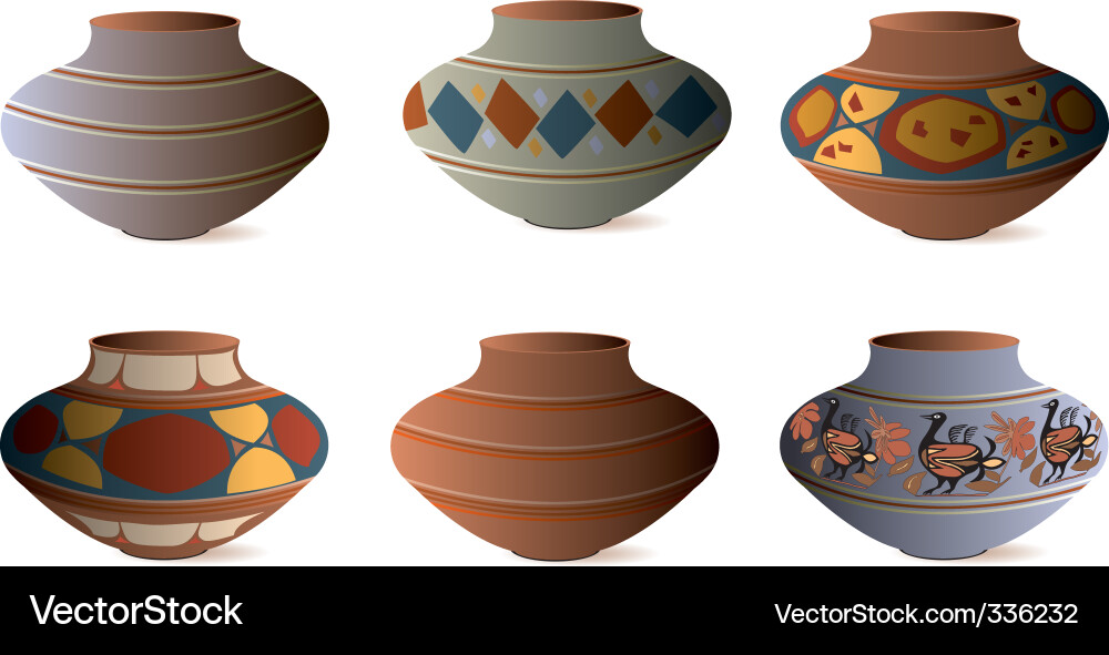 Clay pottery collection Royalty Free Vector Image