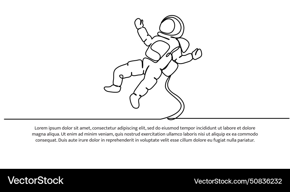 Continuous line design of spaceman travel Vector Image
