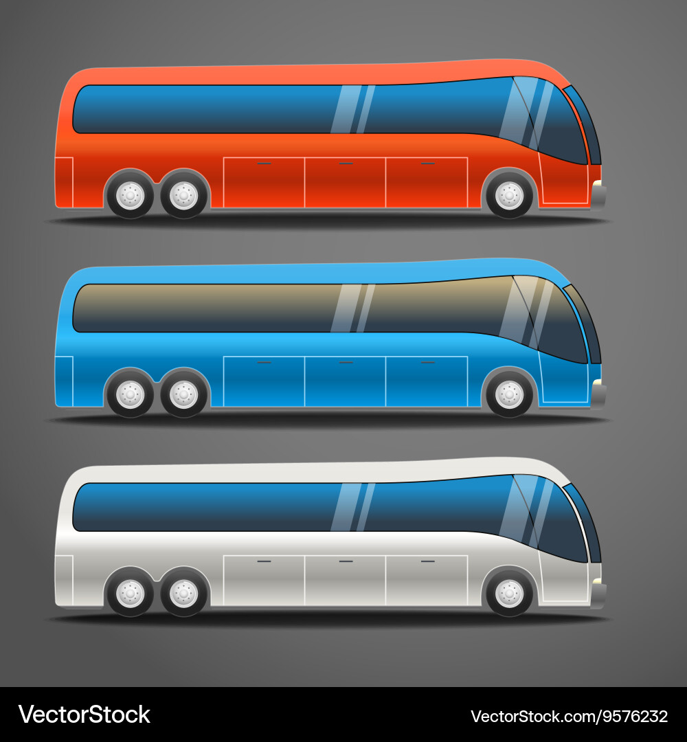 Different color city bus Royalty Free Vector Image