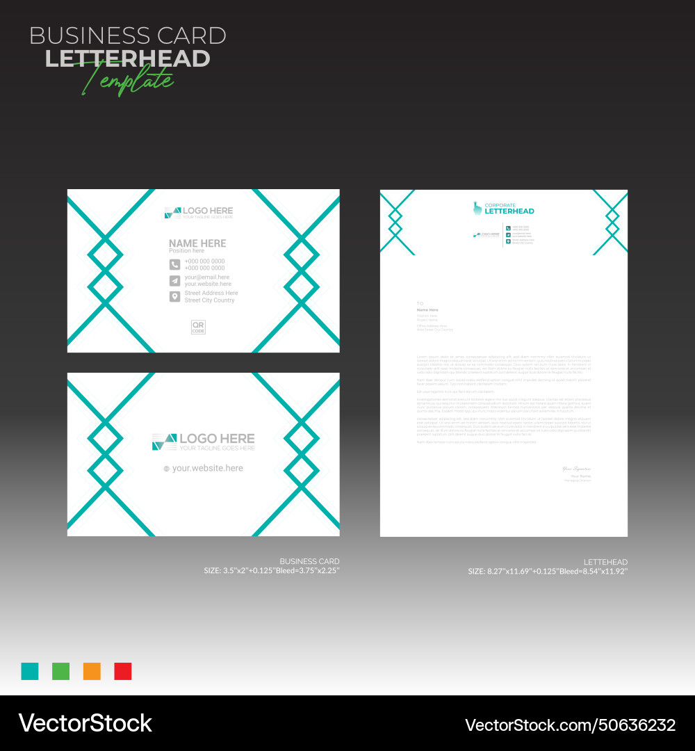 Letterhead and business card design Royalty Free Vector
