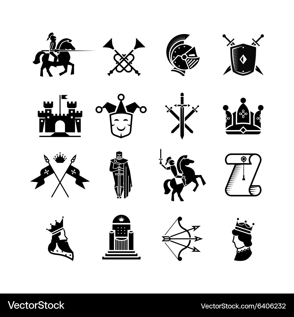 Medieval Knight Icons - Warrior Set Royalty Free Vector