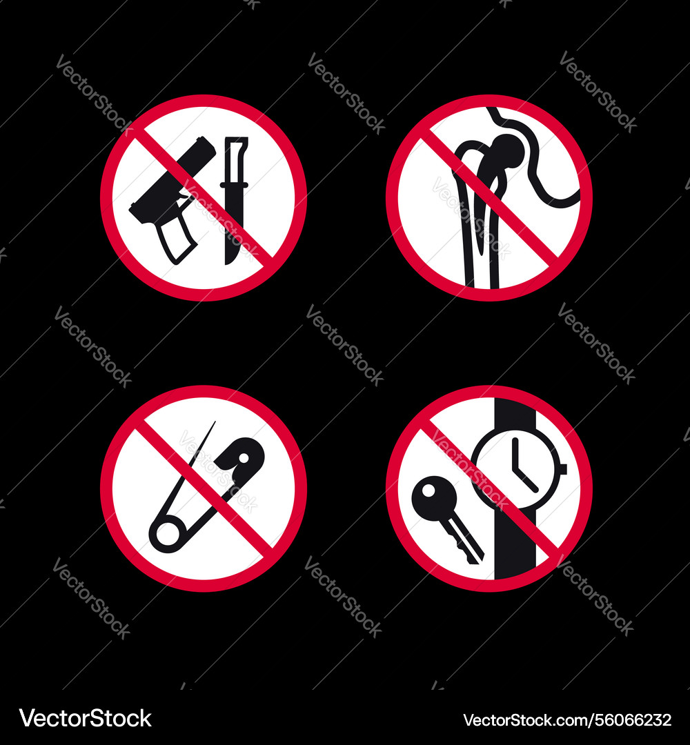 Prohibited signs forbidden round stickers set Vector Image
