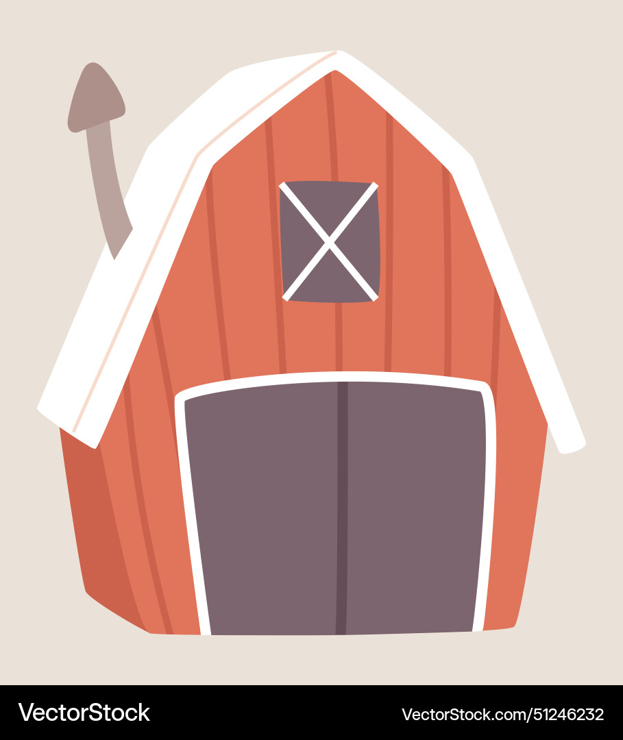 Red wooden farming barn in flat design Royalty Free Vector