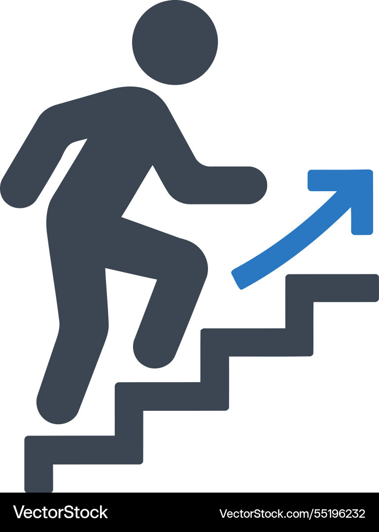 Steps growth arrow icon Royalty Free Vector Image