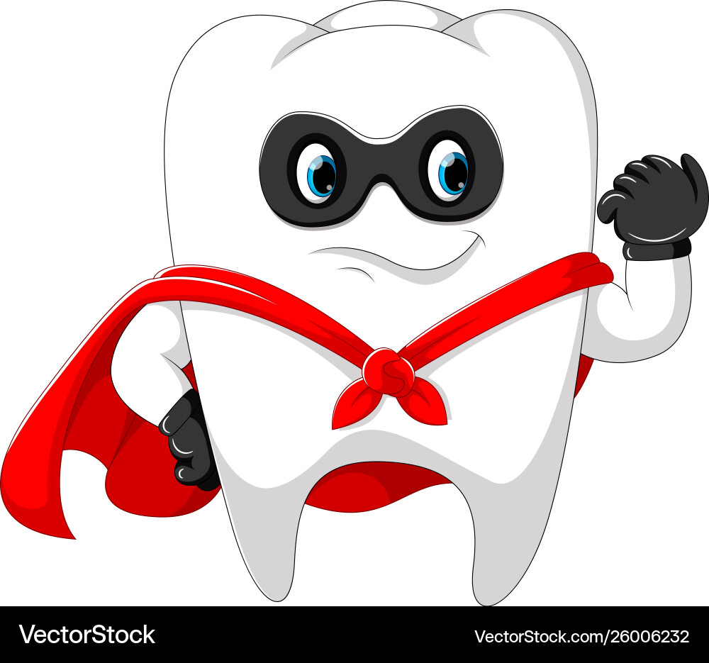 Superhero healthy strong tooth uses mask Vector Image