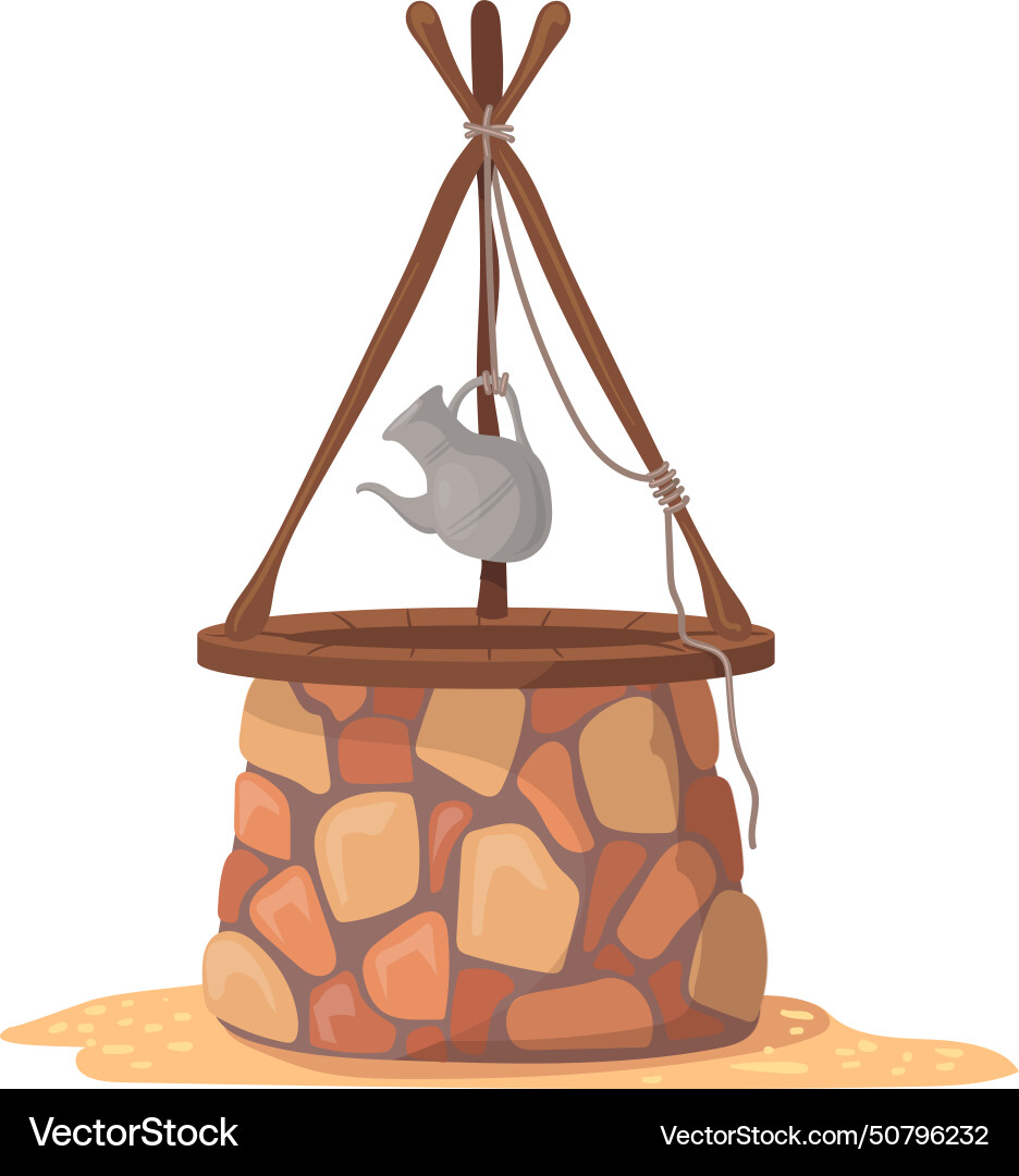 Vintage water source construction ancient well Vector Image