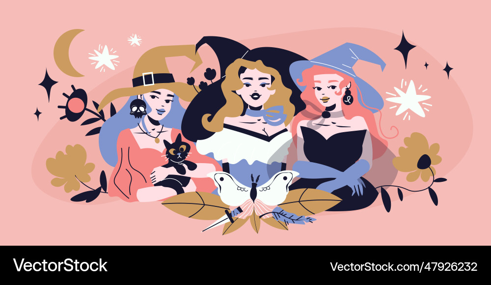 Witches mystery flat Royalty Free Vector Image