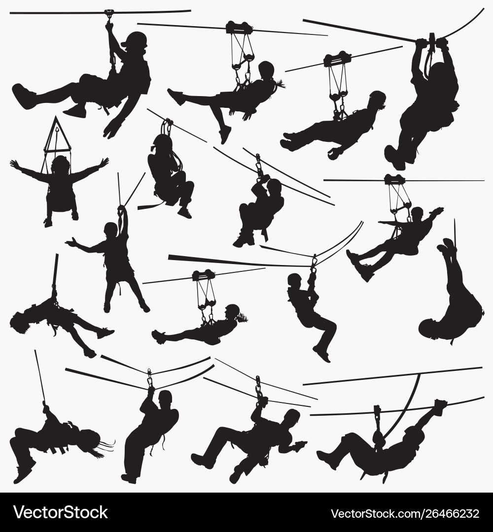 Zipline silhouettes Royalty Free Vector Image - VectorStock