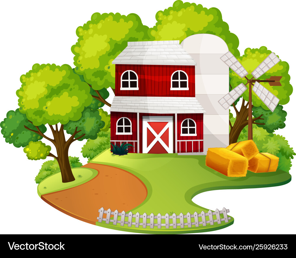 An isolated farm house Royalty Free Vector Image