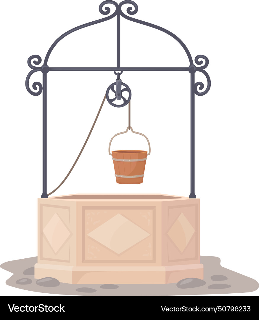 Cartoon well icon antique stone construction Vector Image
