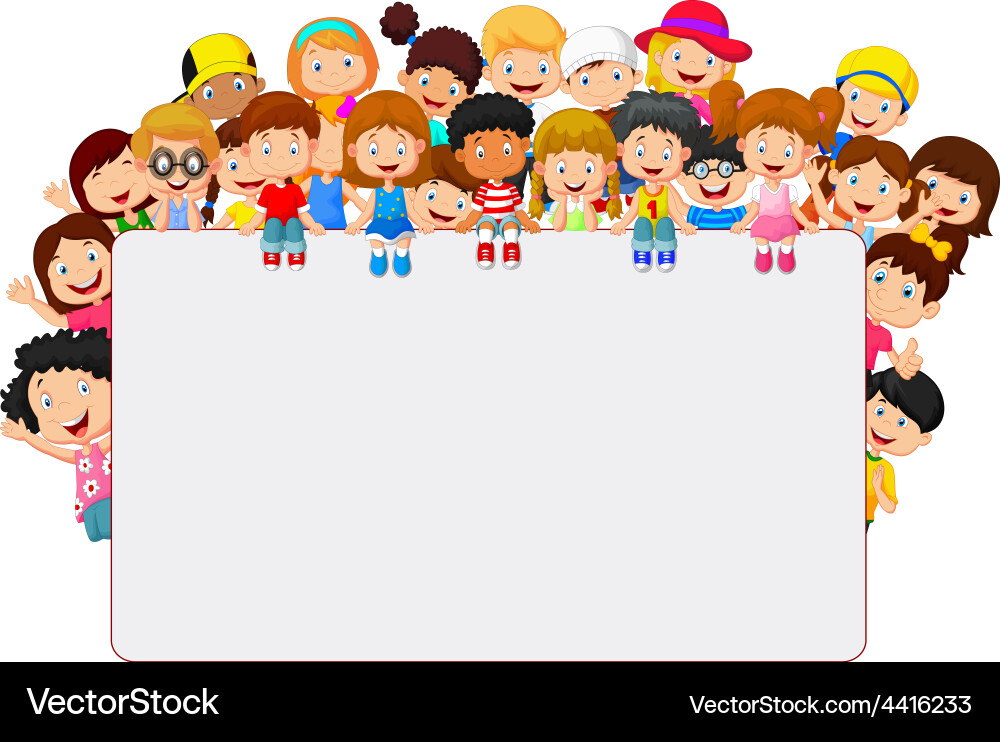 Children with Blank Sign Royalty Free Vector Image