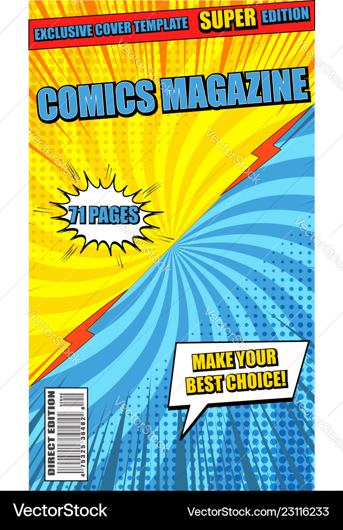 Comic poster cover template Royalty Free Vector Image