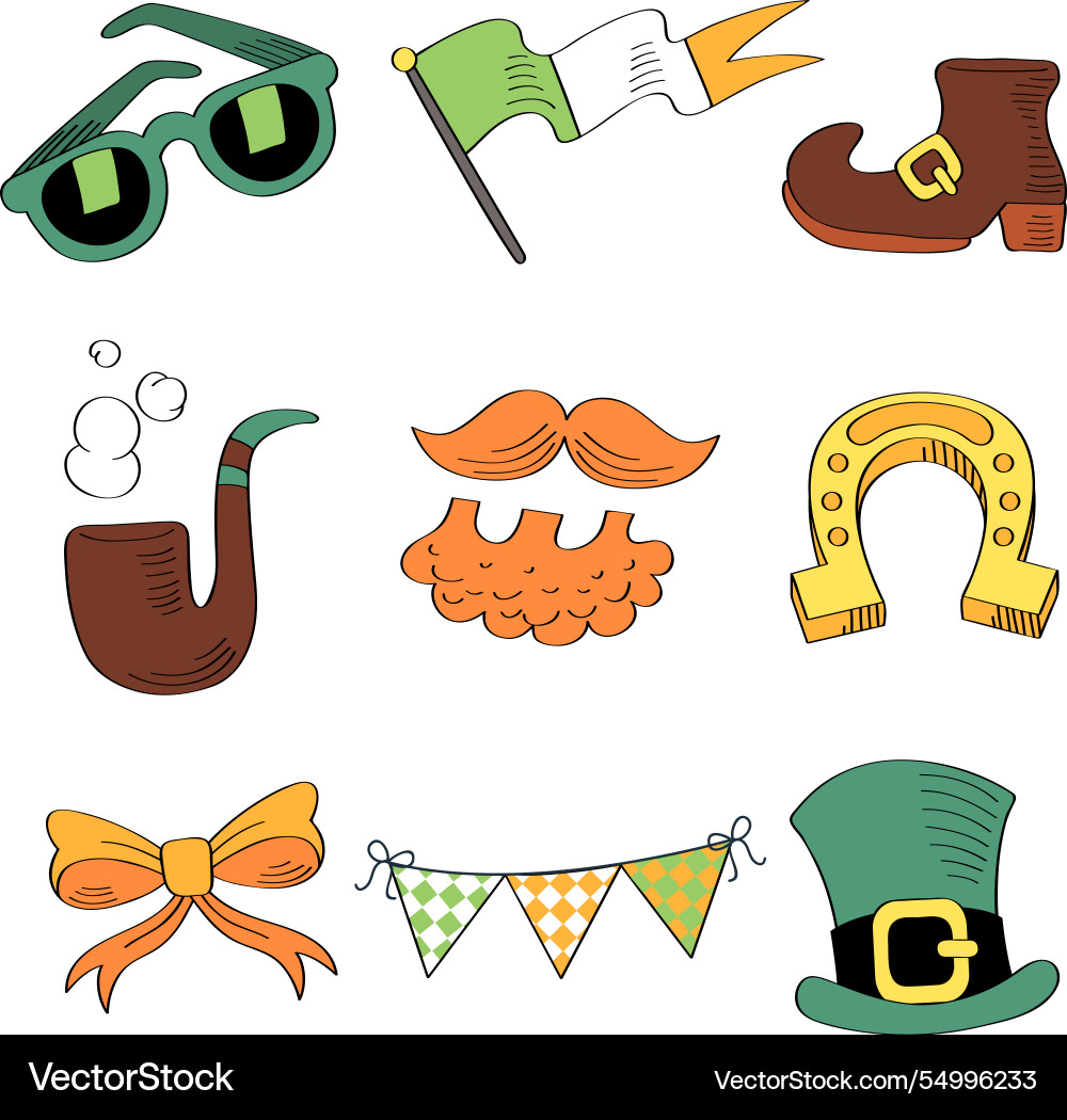 Hand drawn st patricks day element collection Vector Image