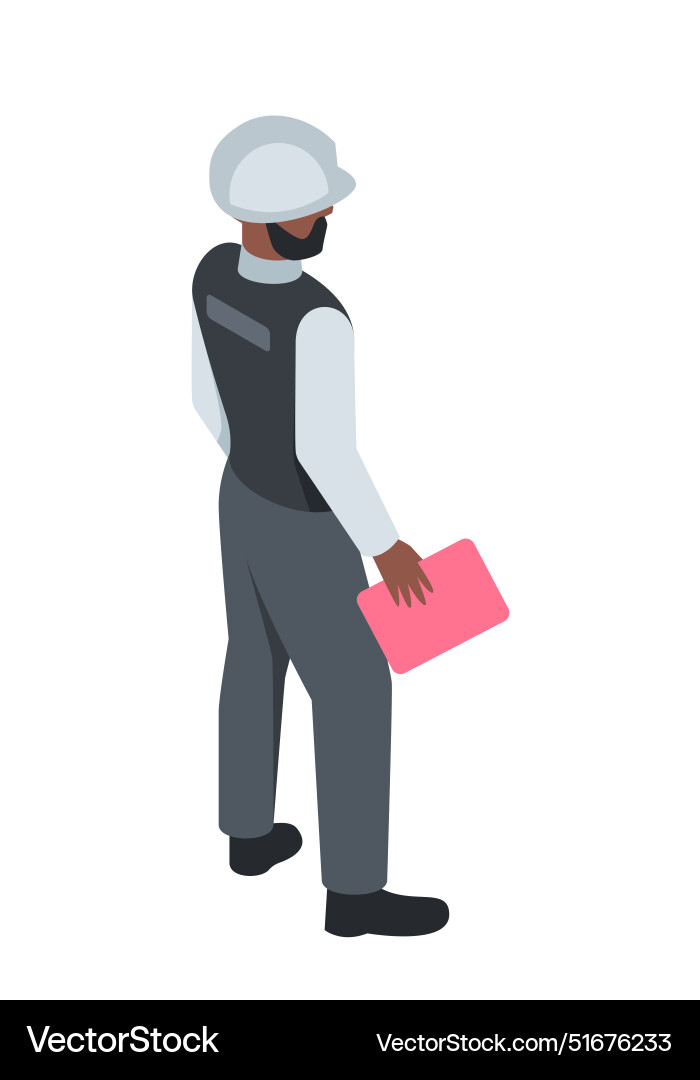 Industrial worker isometric icon man contractor Vector Image