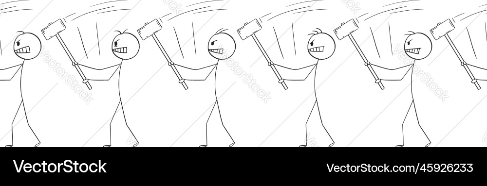 People hitting each other to head by hammer Vector Image