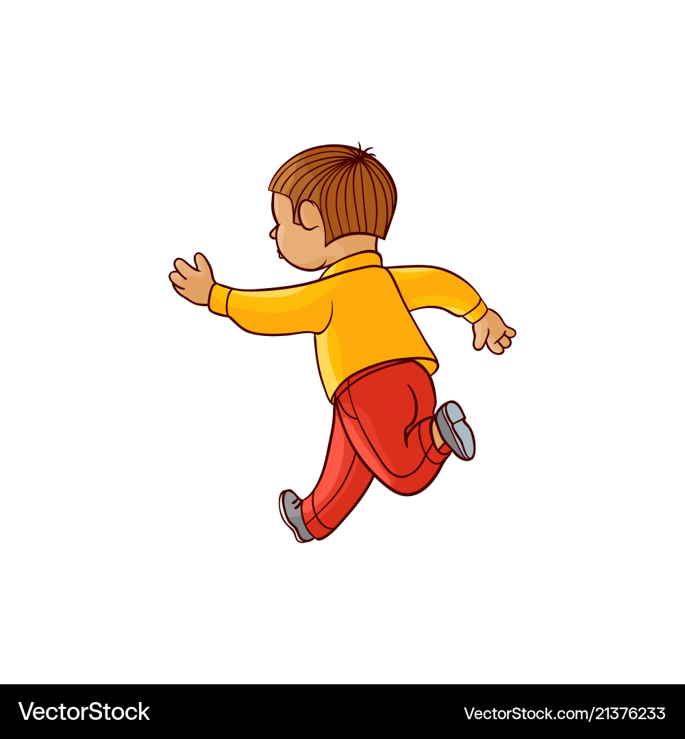 Sketch running boy ranaway kid Royalty Free Vector Image