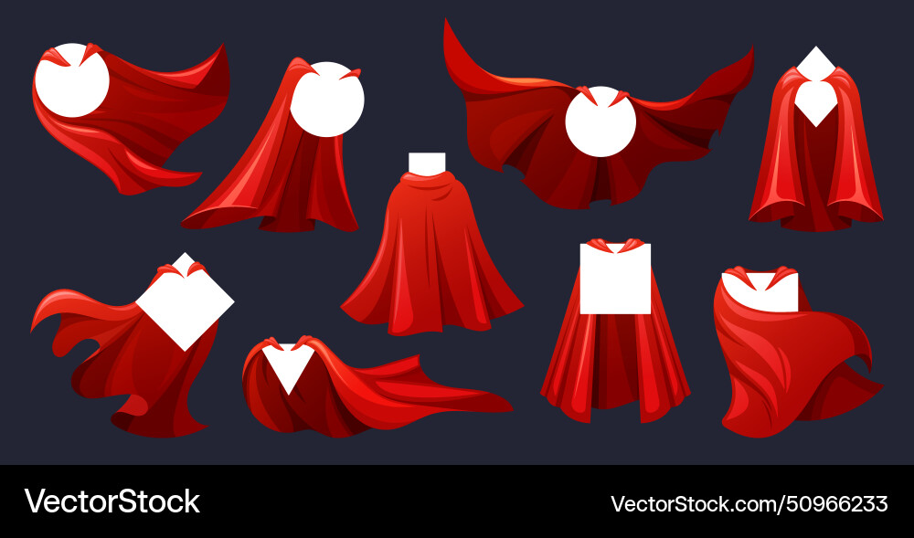 Vibrant crimson superhero cloaks with geometric Vector Image