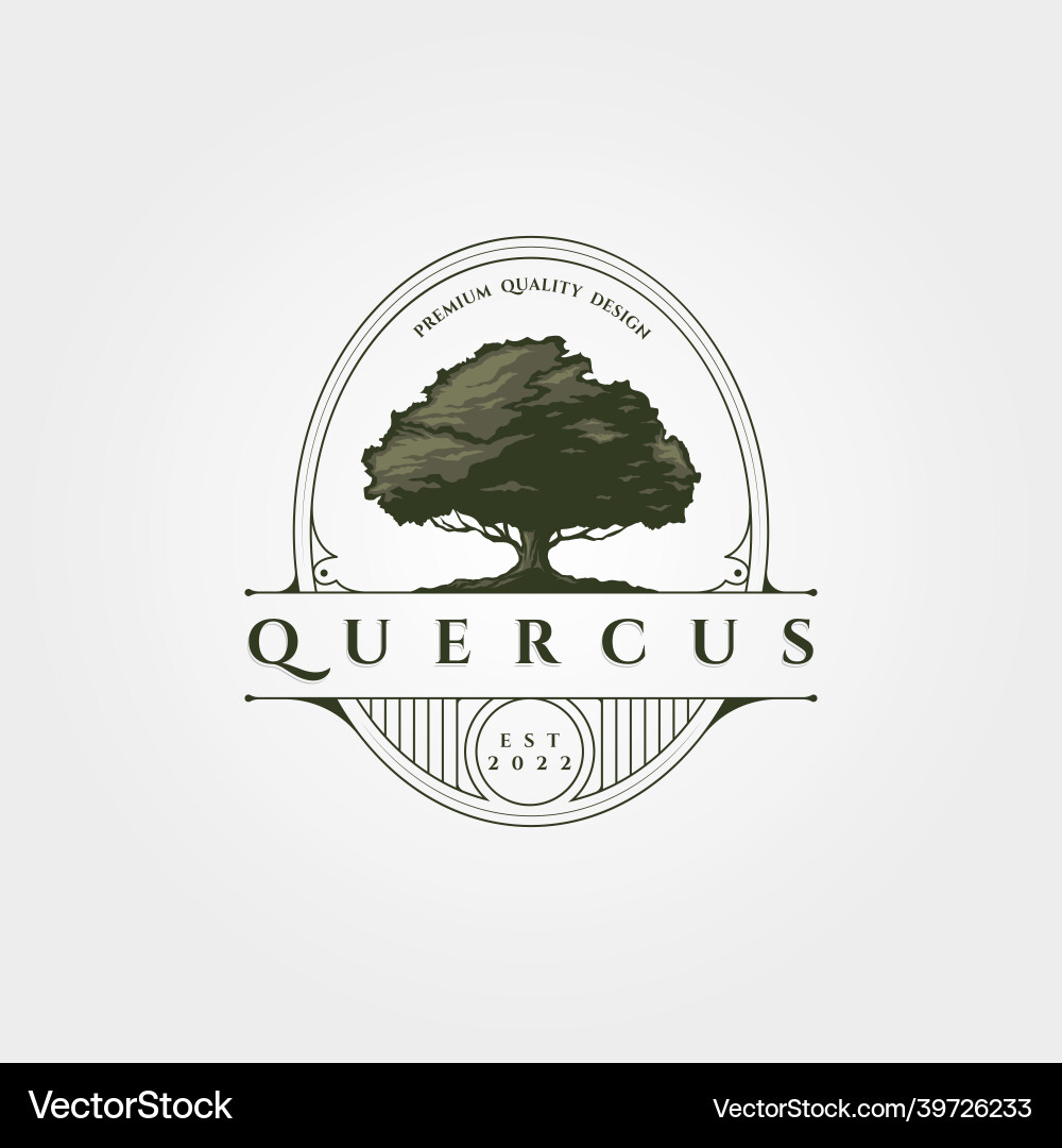 Vintage oak tree logo badge design Royalty Free Vector Image