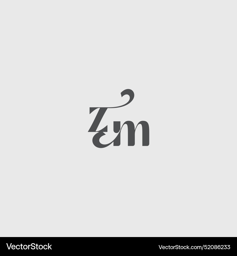 Zm letter simple and minimalism classy black Vector Image