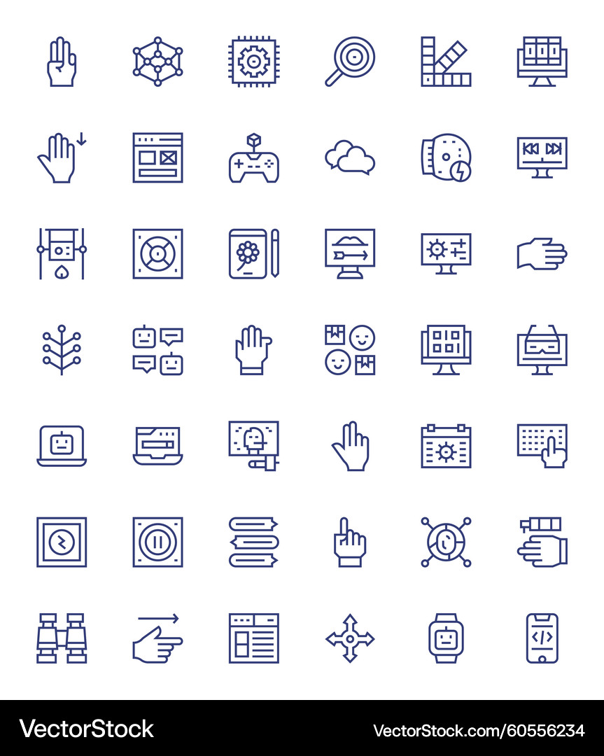 42 regular line grid fitted high resolution icons Vector Image
