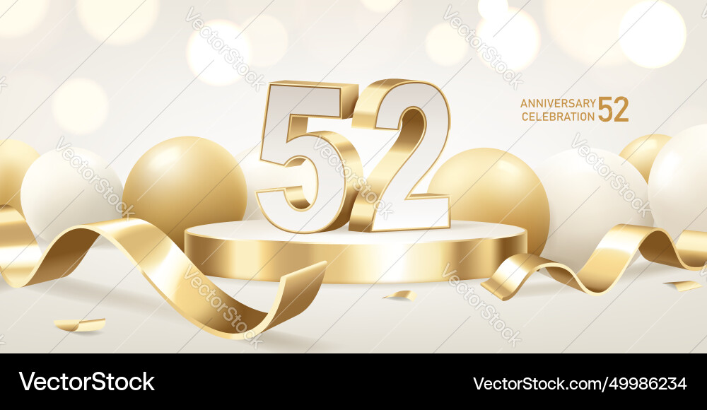 52nd anniversary celebration background Royalty Free Vector