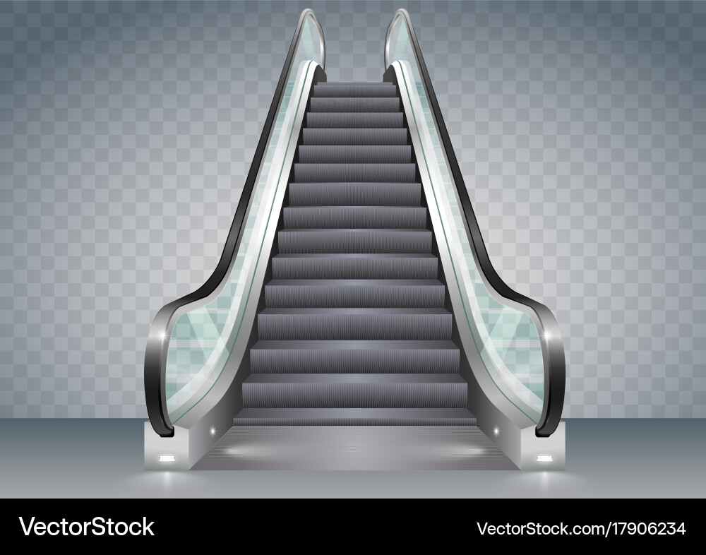 Escalator with clear glass Royalty Free Vector Image