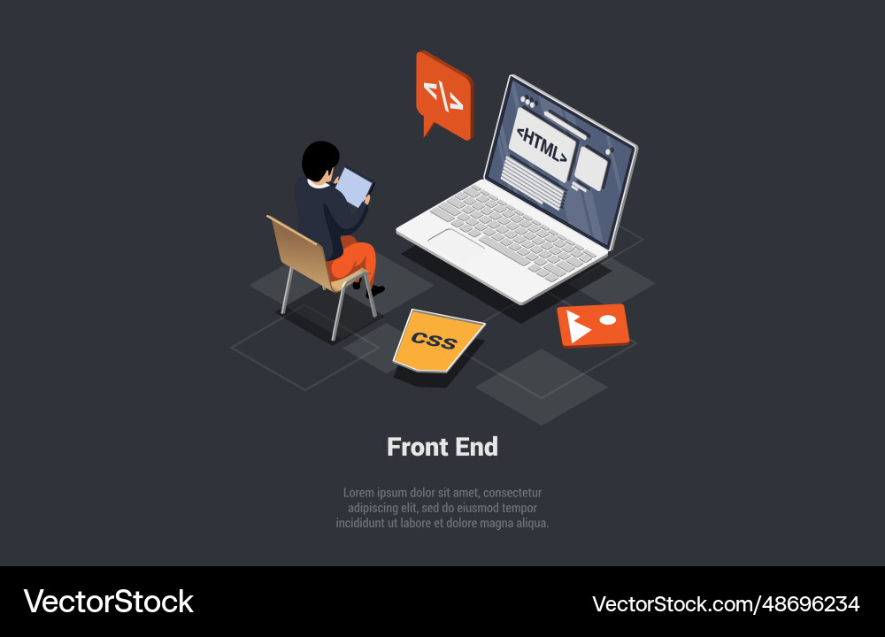 Front and back end of development responsive web Vector Image
