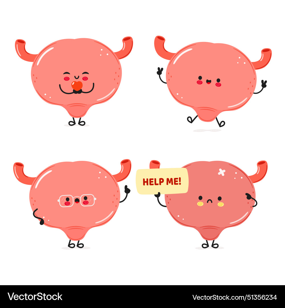 Funny bladder characters bundle set hand drawn Vector Image