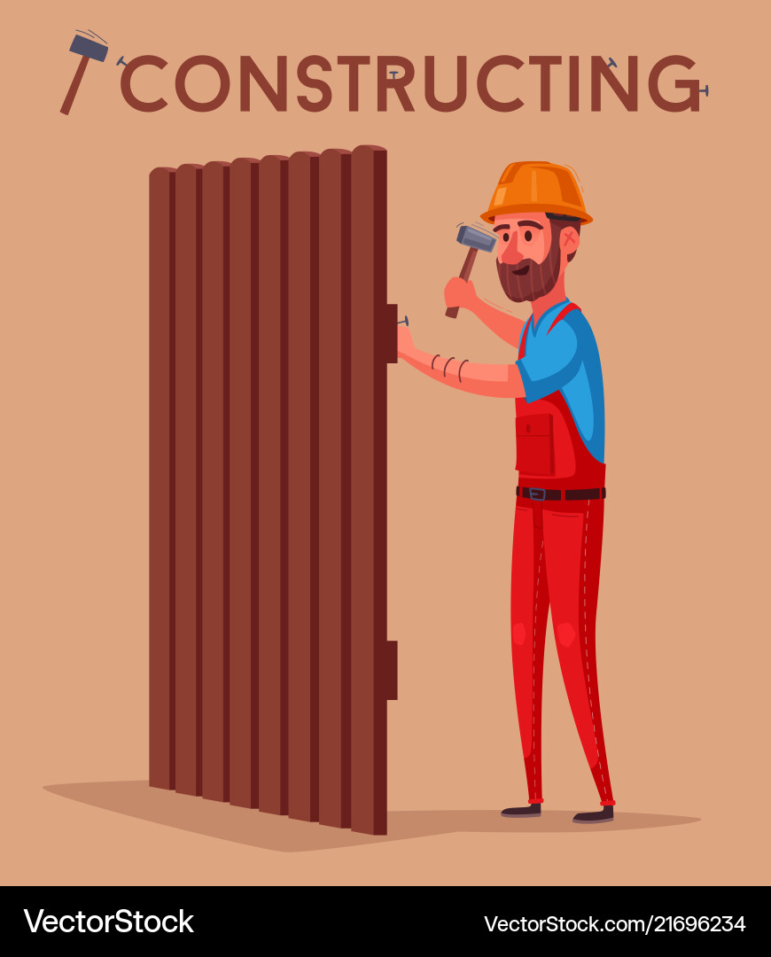 Funny carpenter is working Royalty Free Vector Image