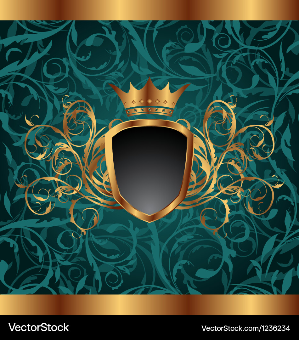 Gold Vintage Rahmen mit heraldischen Elementen Krone