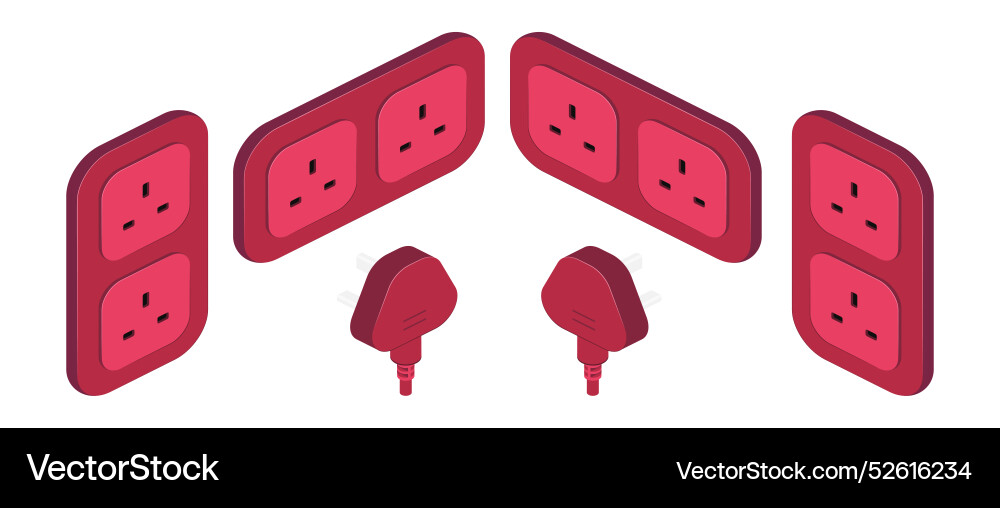 Isometric power outlet socket plug british type g Vector Image