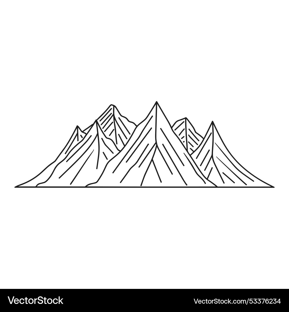 Line art mountain icon style Royalty Free Vector Image